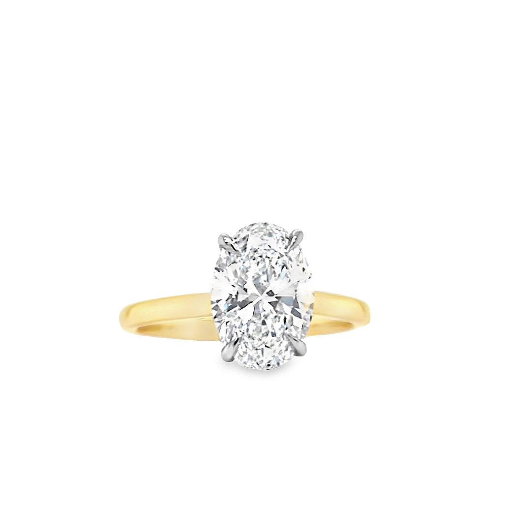 18ct & Platinum Oval Cut Lab Grown Diamond Engagement Ring with Hidden ...