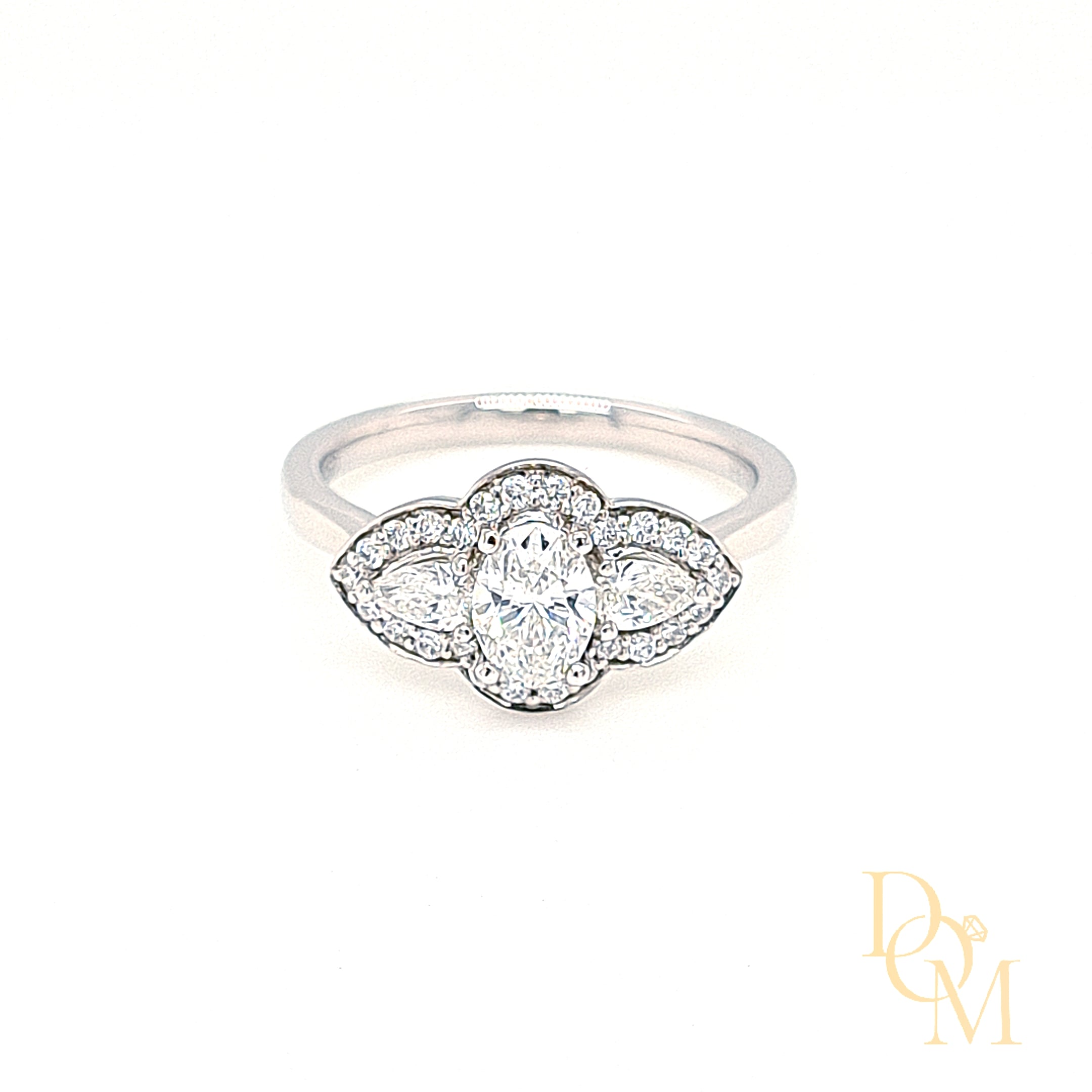 Platinum 3 Stone Cluster Diamond Engagement Ring- 0.92ct – Diana O ...